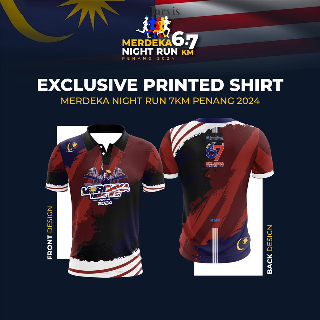 MERDEKA NIGHT RUN 6.7 KM 2024 Sublimation Tshirt | Baju Merdeka 2024 ...