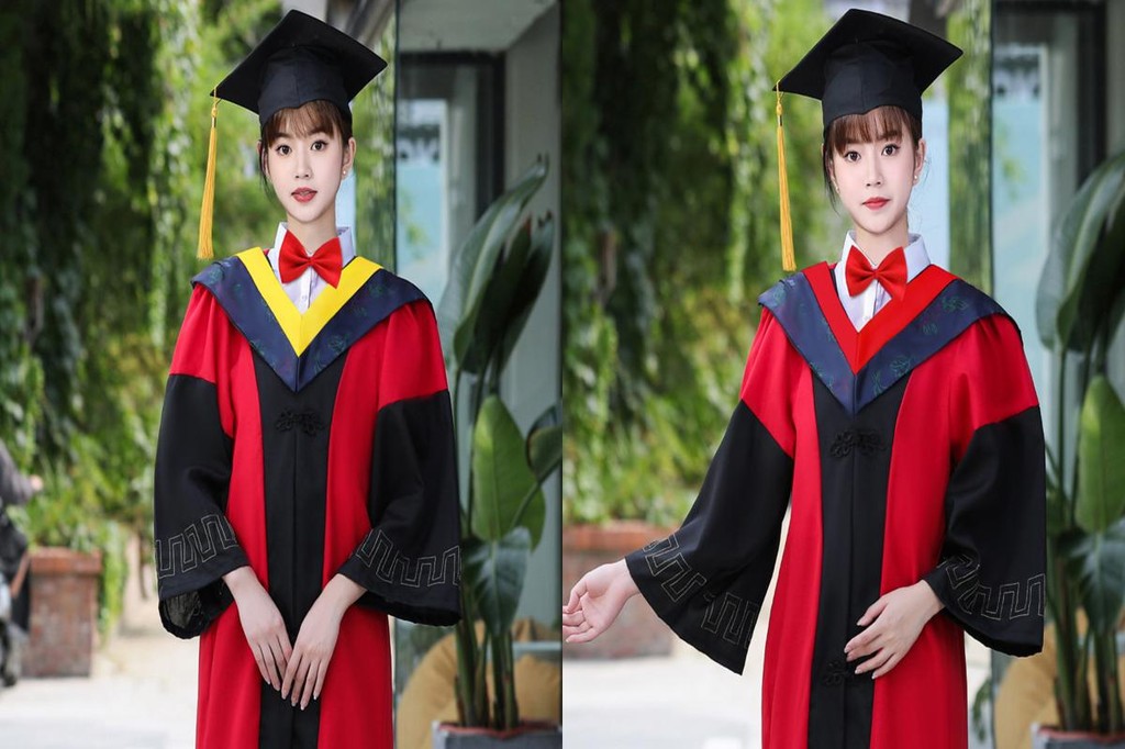 BUR_ Fully-crafted Fabric Graduation Gown Polyester Fiber Graduation ...
