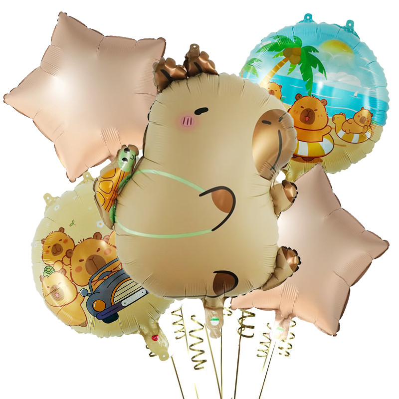 5pcs Cartoon Capybara Aluminium Film Balloon Set Cute Kapibala Children ...