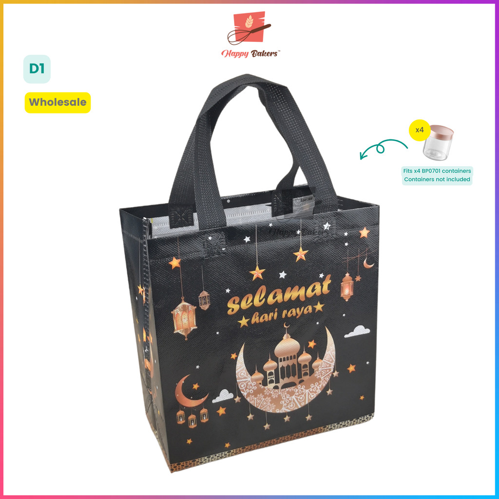 Hari Raya Gift Bag Non Woven For 4 Containers Cookies Gifts Desserts ...