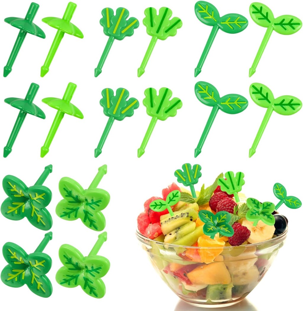 8pcs Fruit Fork Toothpick Four-leaf Clover Plastic Decoration Lunch Box ...