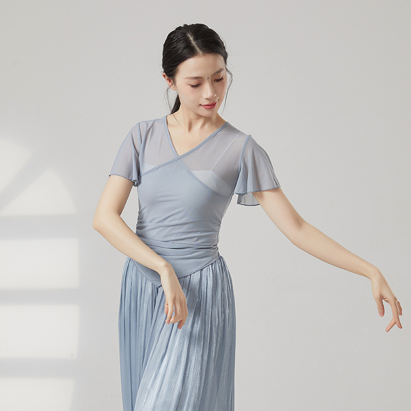 Classical Dance Mesh Tops Body Shape Chinese Folk Dance Practice ...