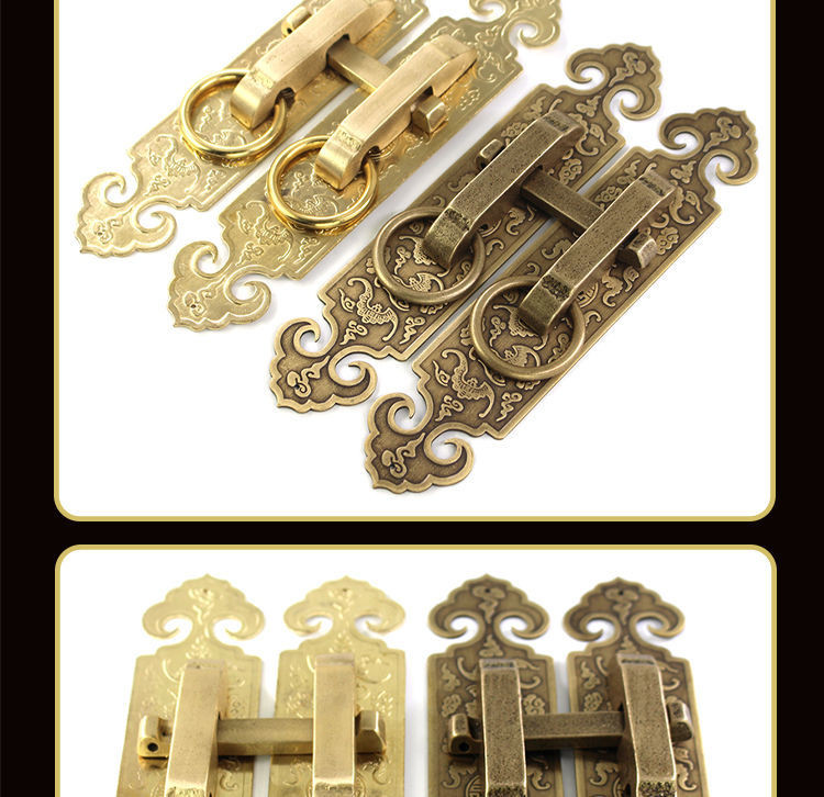 Latch Chinese Style Cabinet Door Pure Copper Handle Antique Door Window ...
