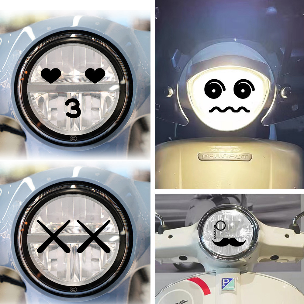 Emoji Motorcycle Headlight Sticker Cute Smiley Face Decal for Piaggio ...