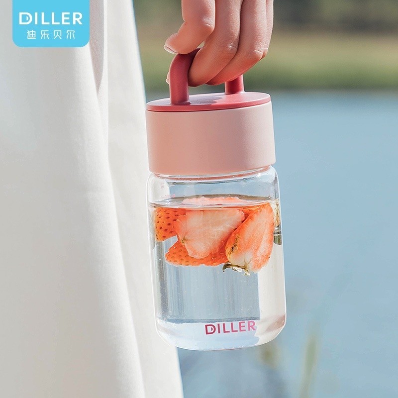 Diller EasyHandle Borosilicate Glass Water Juice Mug Bottle 388MLH568 (280ml/420ml) | Shopee ...