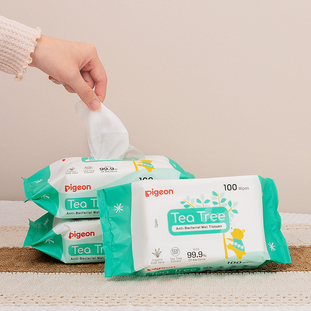 Pigeon Tea Tree Anti-Bacterial Wet Tissue 100s x 2pk | Shopee Malaysia