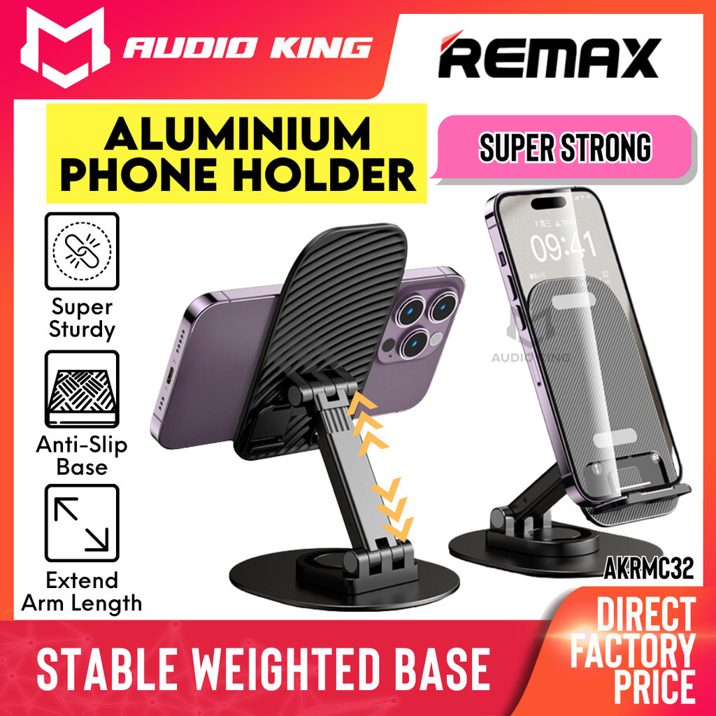 REMAX Heavy Duty Adjustable Aluminium Desktop Mobile Phone Holder Handphone Tablet Stand Tab ...