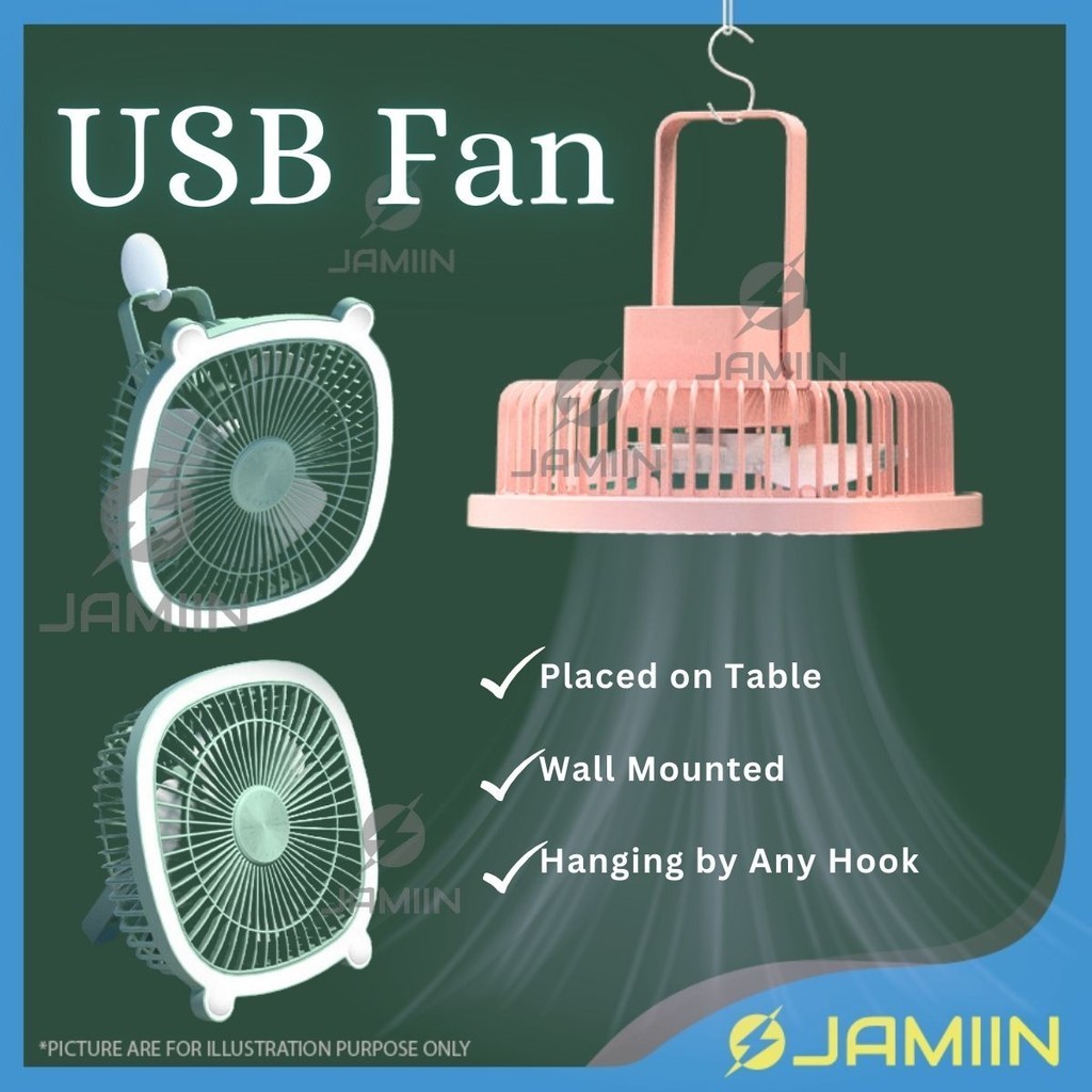 USB Portable Fan 3 Speed Camping Fan Rechargeable Desktop Fan Portable ...