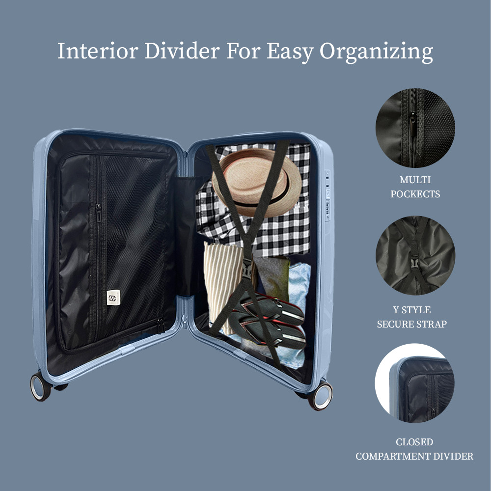 SKY TRAVELLER SKY387 PP Luggage 360 Degree Rotation Wheel Suitcase High ...
