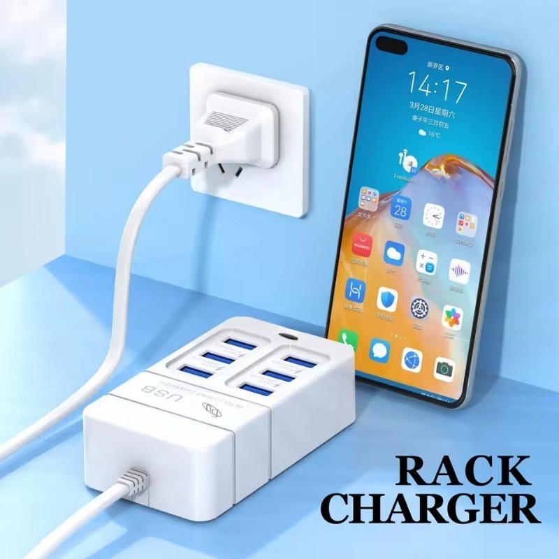 6 Ports 35W Fast Charging Charger - Mobile Phone EU US Plug - USB Quick ...