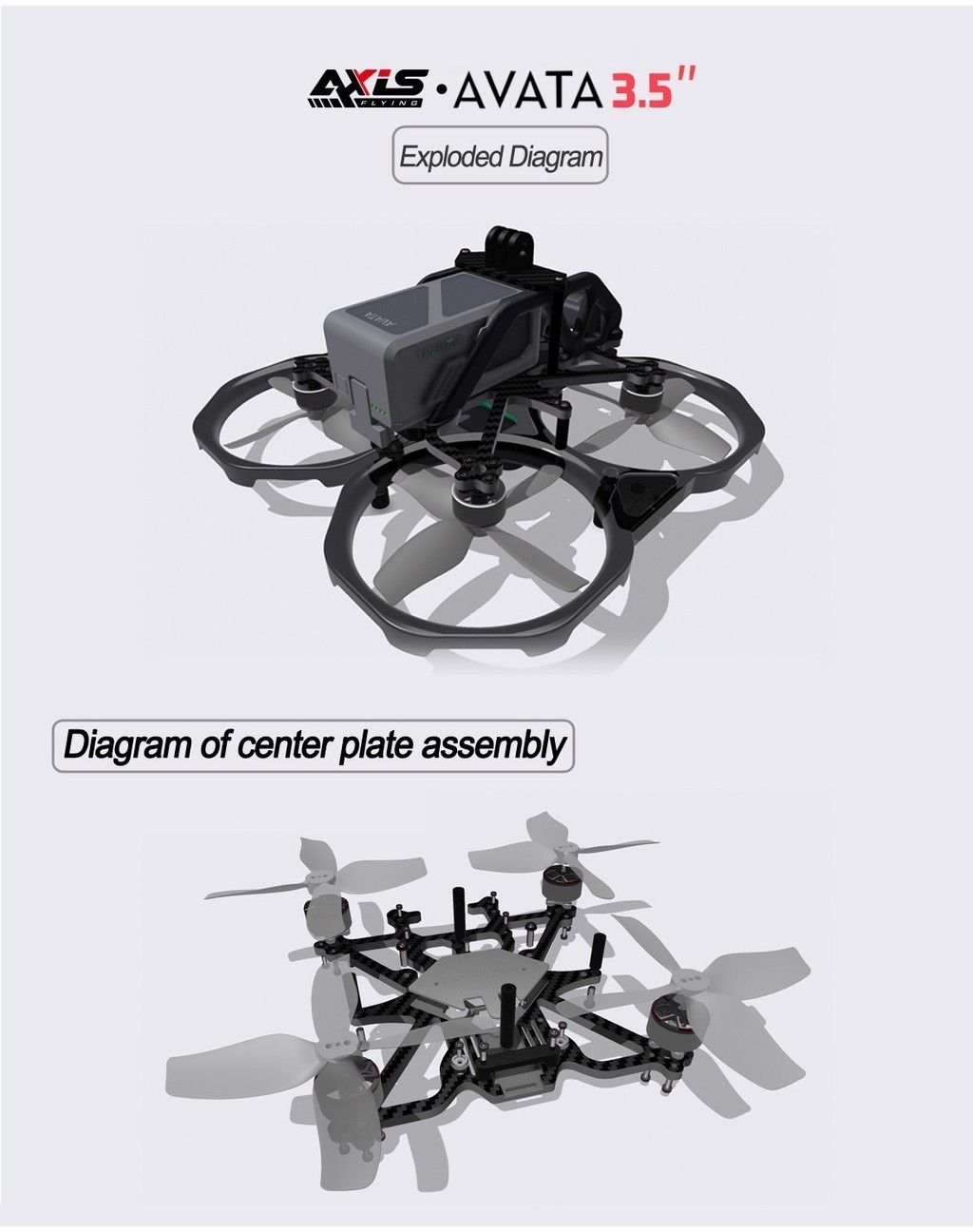 Axisflying AVATA 3.5" Frame + Motor V2 Upgraded Cinewhoop Frame Kits ...