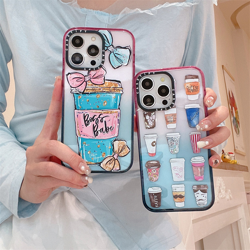 CaseTifg Brand Coffee Cup Pattern Cotton Candy Phone Case With Box For ...