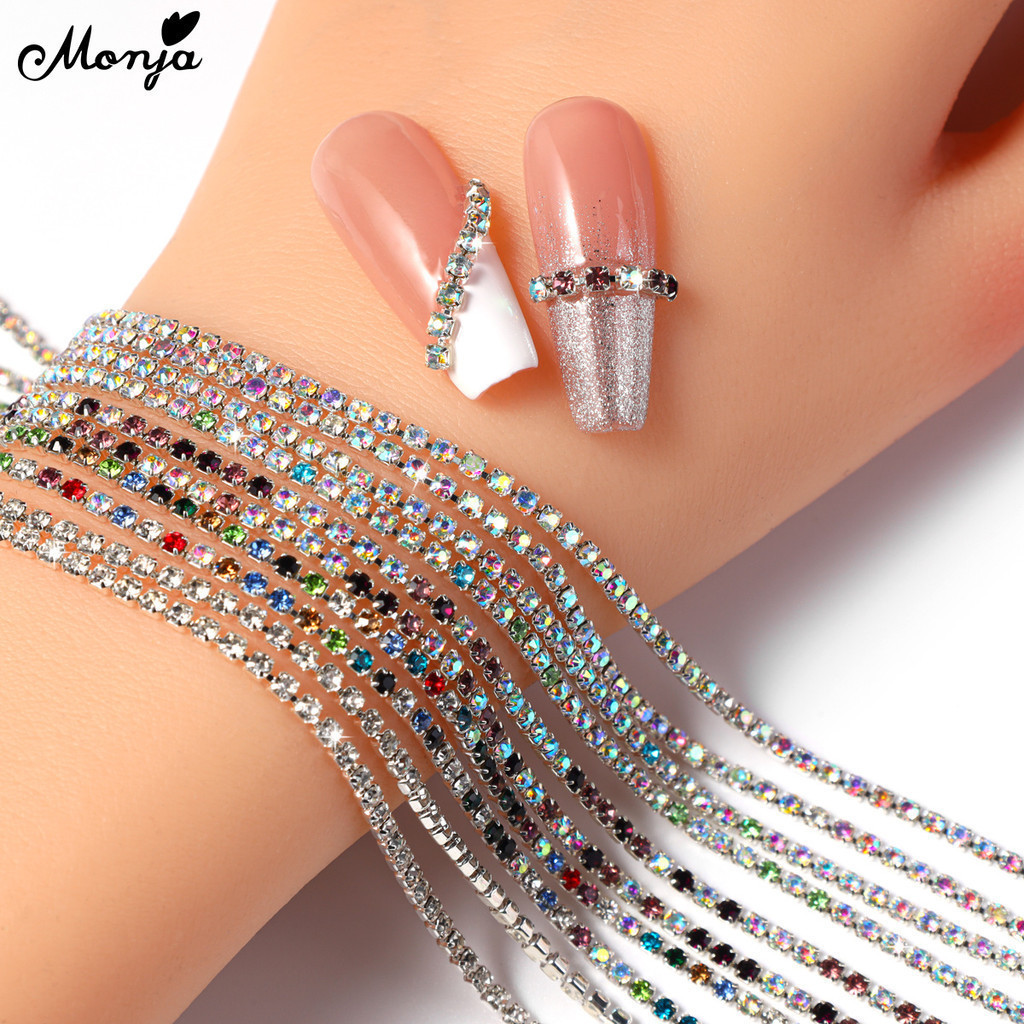 Monja 50cm 3D Claw Chain Nail Rhinestone Chain Super Flash AB ...