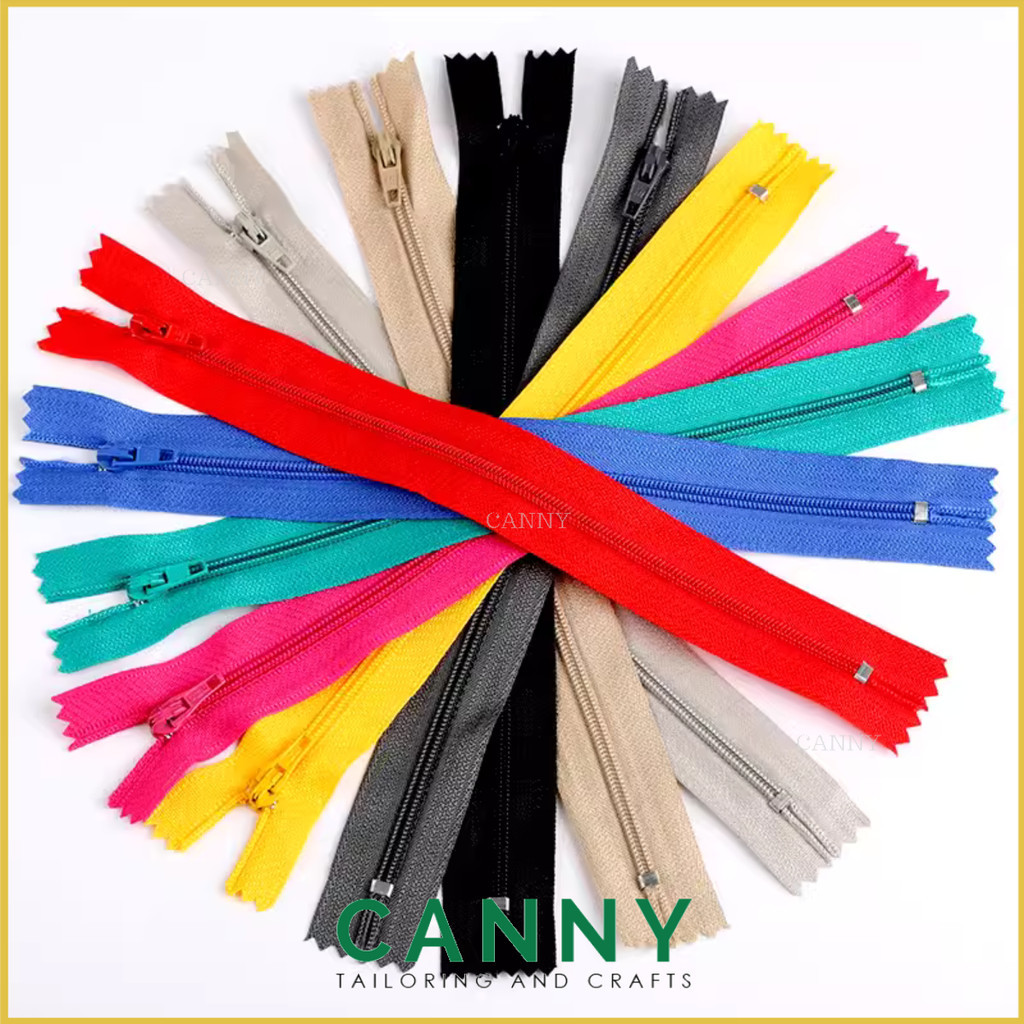 12PCS ZIP KAIN BIASA / ZIP BIASA 7 INCI 8INCH / ZIP KAIN BERWARNA ...