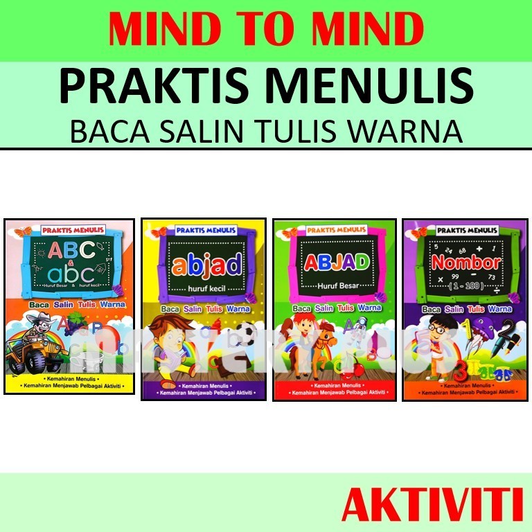 PRAKTIS MENULIS PRASEKOLAH KANAK-KANAK TADIKA BACA SALIN TULIS WARNA ...