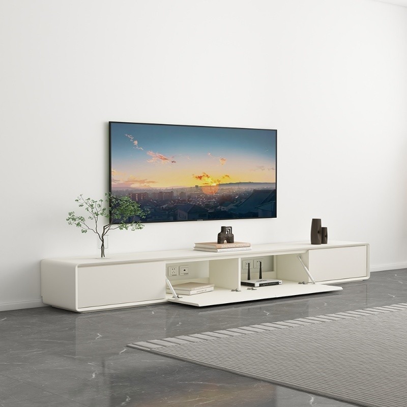 Cabinet Floor Wood Standing Solid Baked Paint TV Cabinet Living Room TV ...