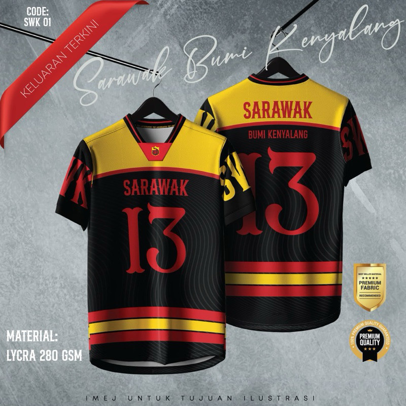 NFL Edisi Negeri Sarawak [Sublimation Jersey] Baju Gawai | Shopee Malaysia