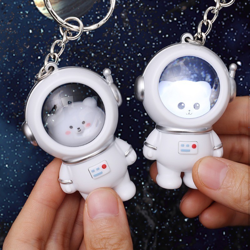 Cute Bear Star Astronaut Luminous Keychain - Couples Creative Night ...