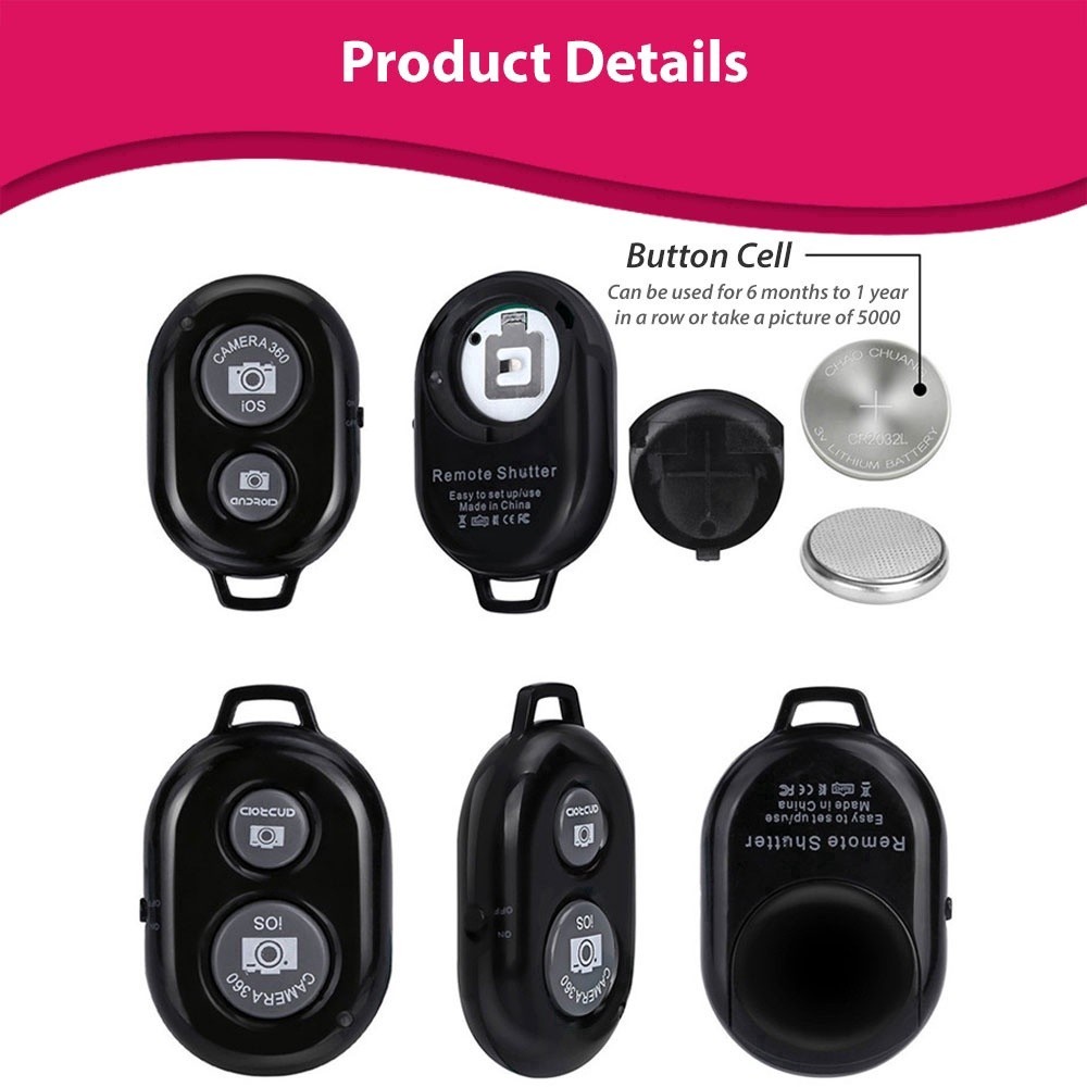 🔥𝑭𝑹𝑬𝑬 𝑩𝑨𝑻𝑻𝑬𝑹𝒀🔥 10M Bluetooth Shutter Selfie Remote Control Wireless ...