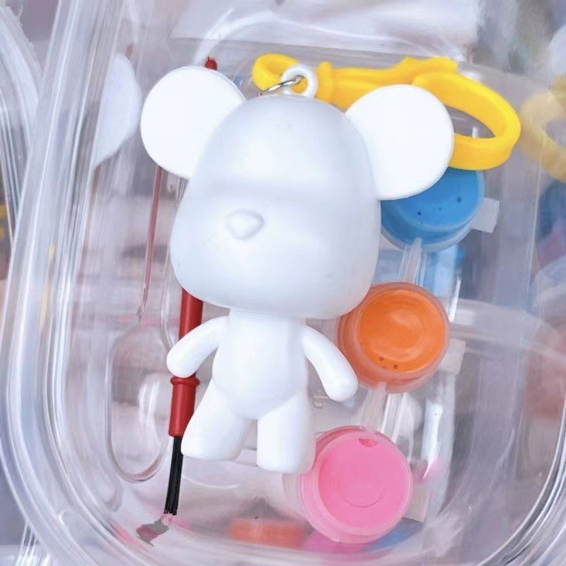 LIVING LAGECY Coloring Bear DIY Fluid Bearbrick Keychain Mini Mainan ...