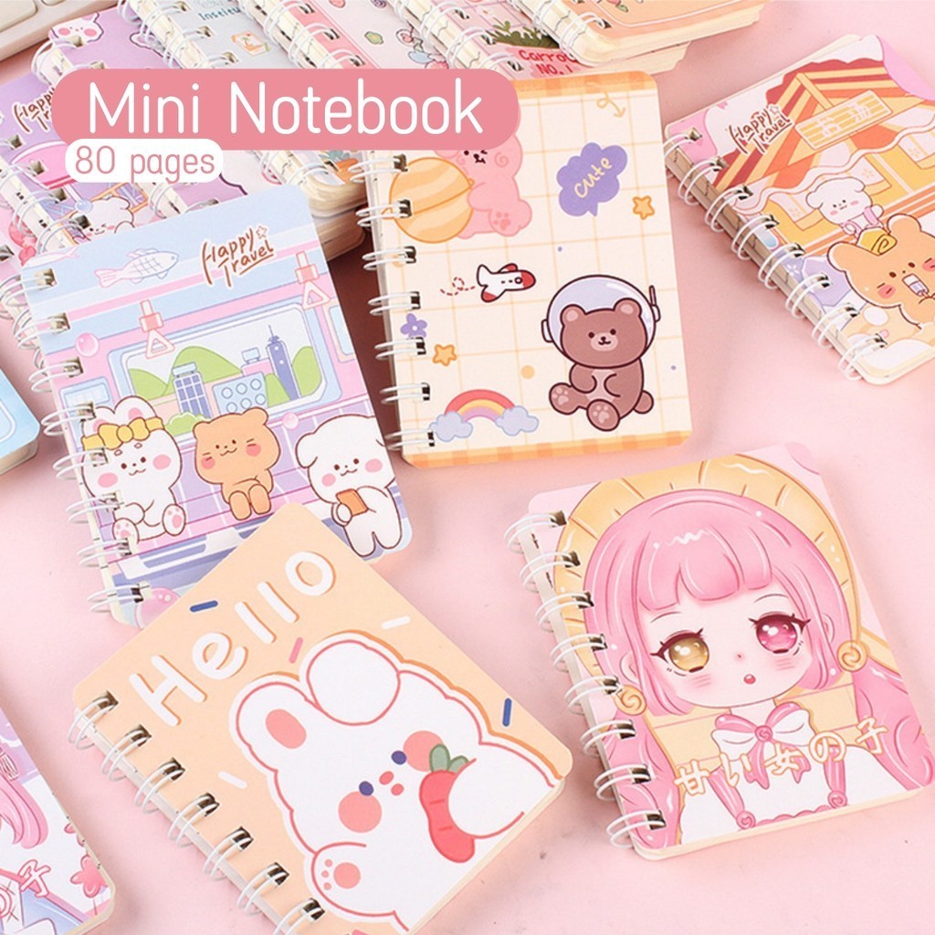(80 pages) Coil Ring Cute Notepad Cartoon Mini Notebook Portable Memo ...