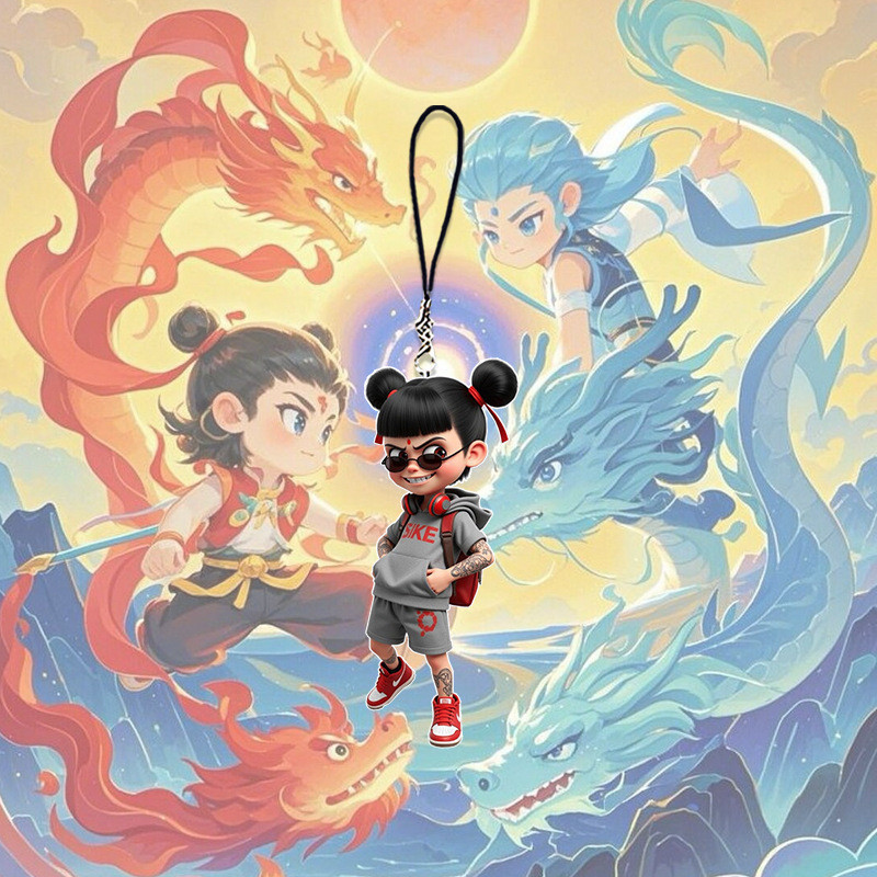 Nezha Phone Chain Cute Aobing Acrylic Keychain Cartoon Phone Hanging ...
