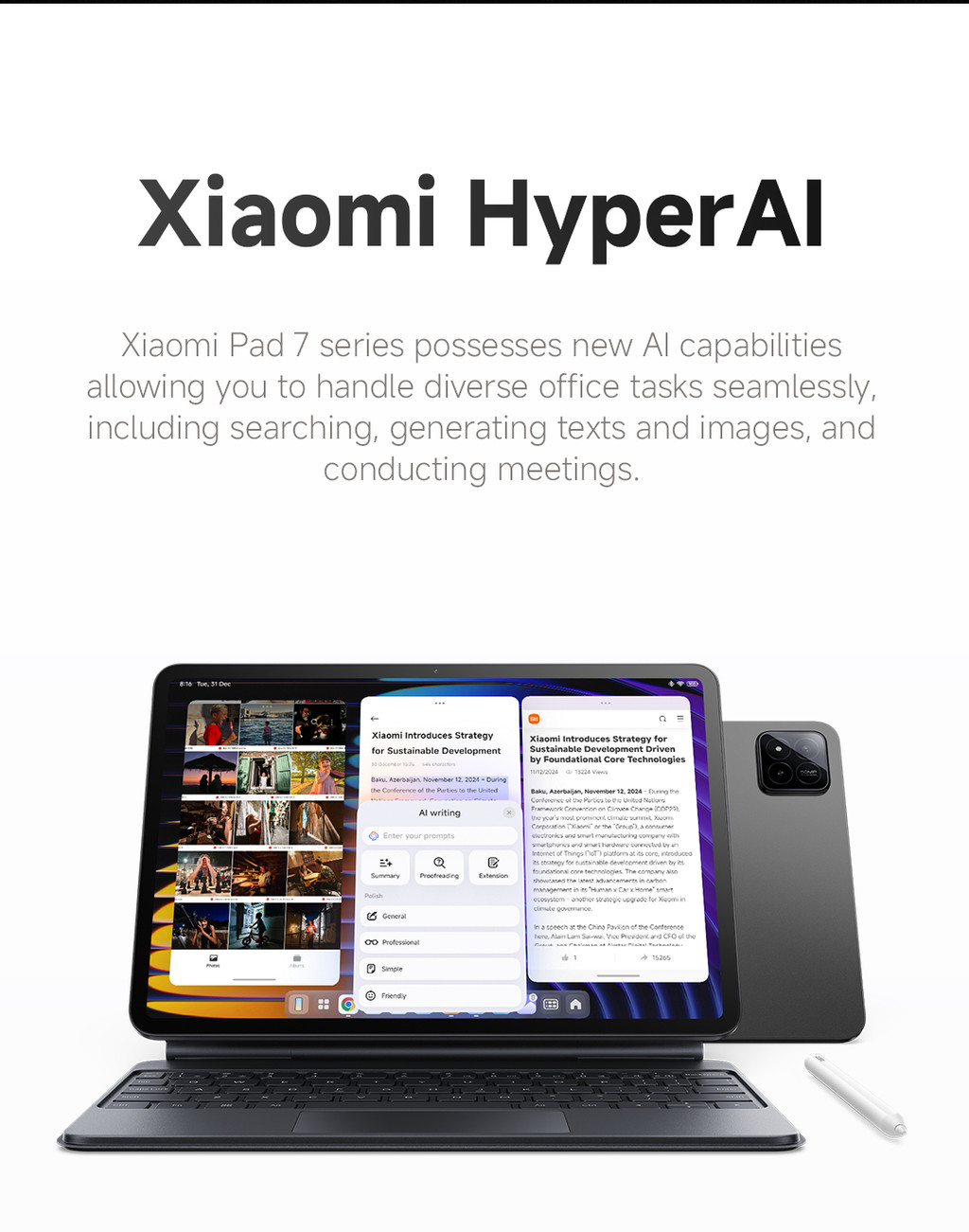 Xiaomi Pad 7 3.2K 144Hz display | 45W + 8850mAh battery | Quad speakers | Xiaomi HyperAI tablet ...