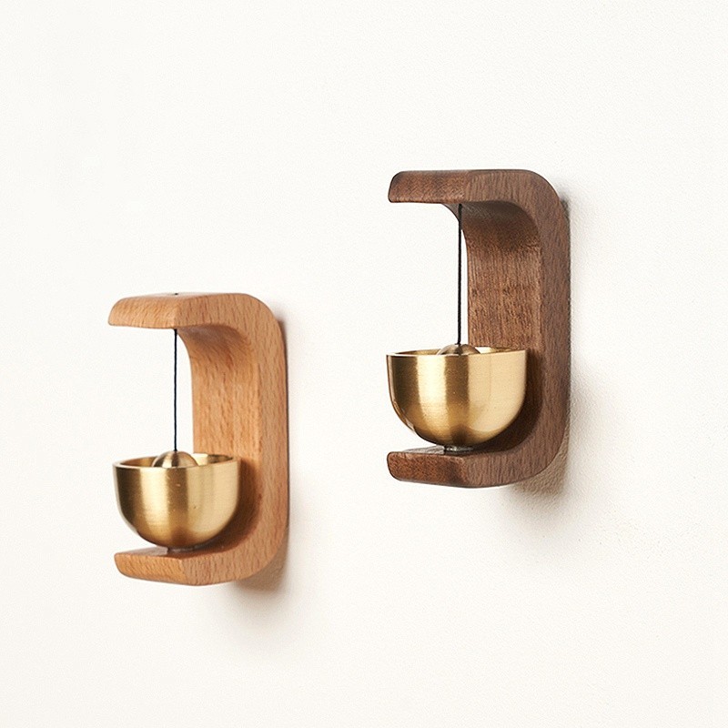 Japanese Style Creative Doorbell Metal Copper Bell Wooden Magnetic ...