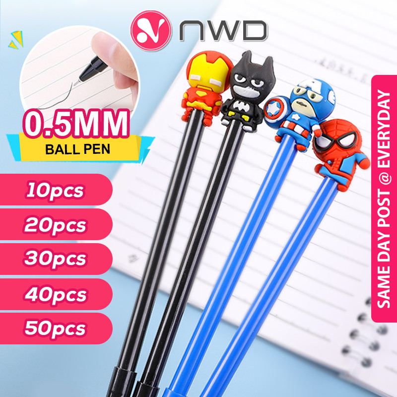 𝗦𝗨𝗣𝗘𝗥 𝗣𝗘𝗡 》10/20/30/40/50pcs Superhero Cartoon 0.5mm Black Ink Smooth ...