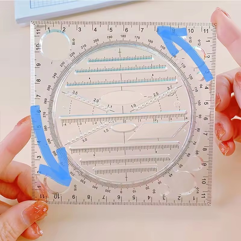 Multifunctional Geometric Ruler - Mathematics Measuring Circle Drawing ...