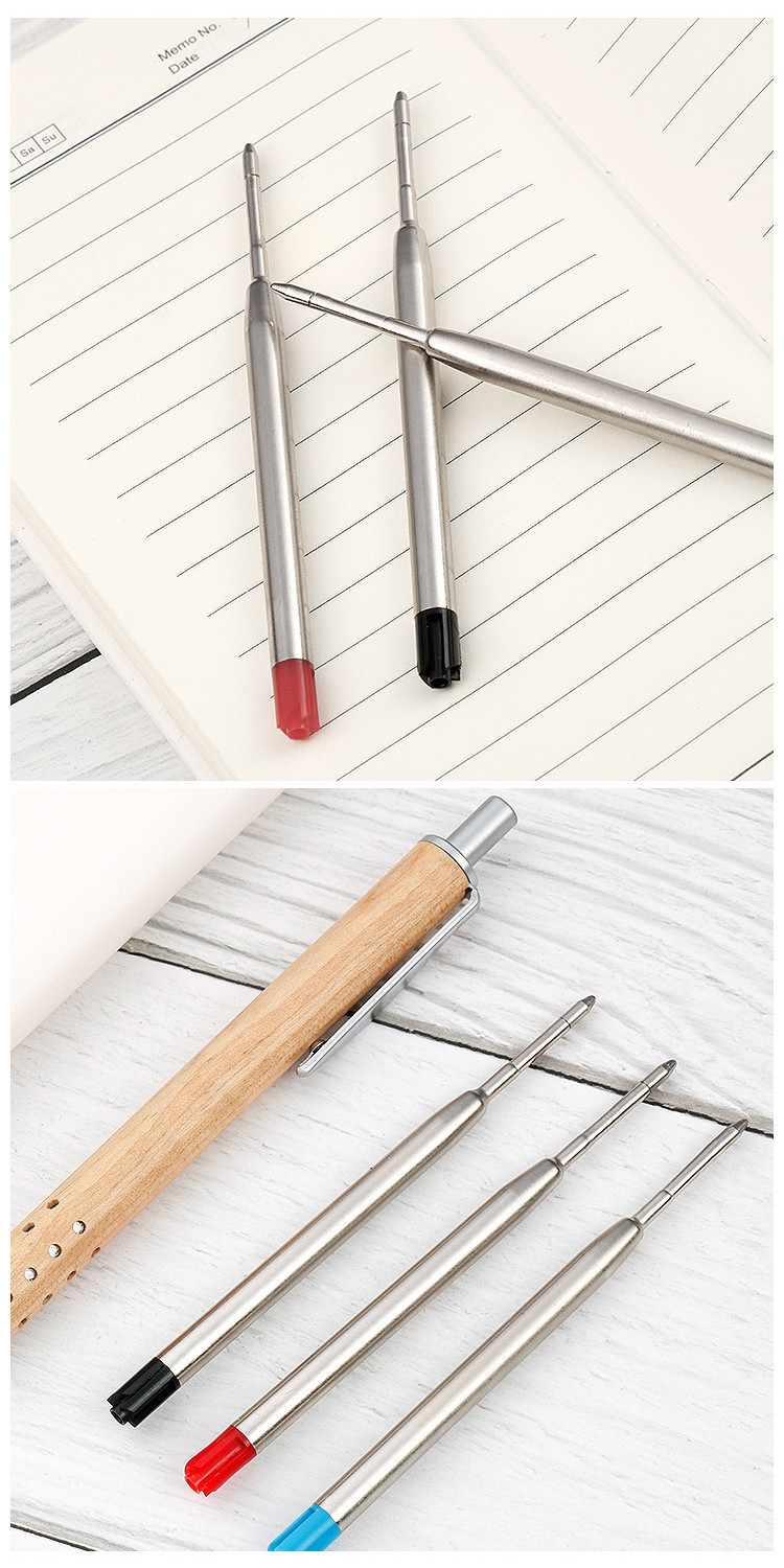 1Pc metal rotating ballpoint pen core, black red blue pen tip 1mm ...