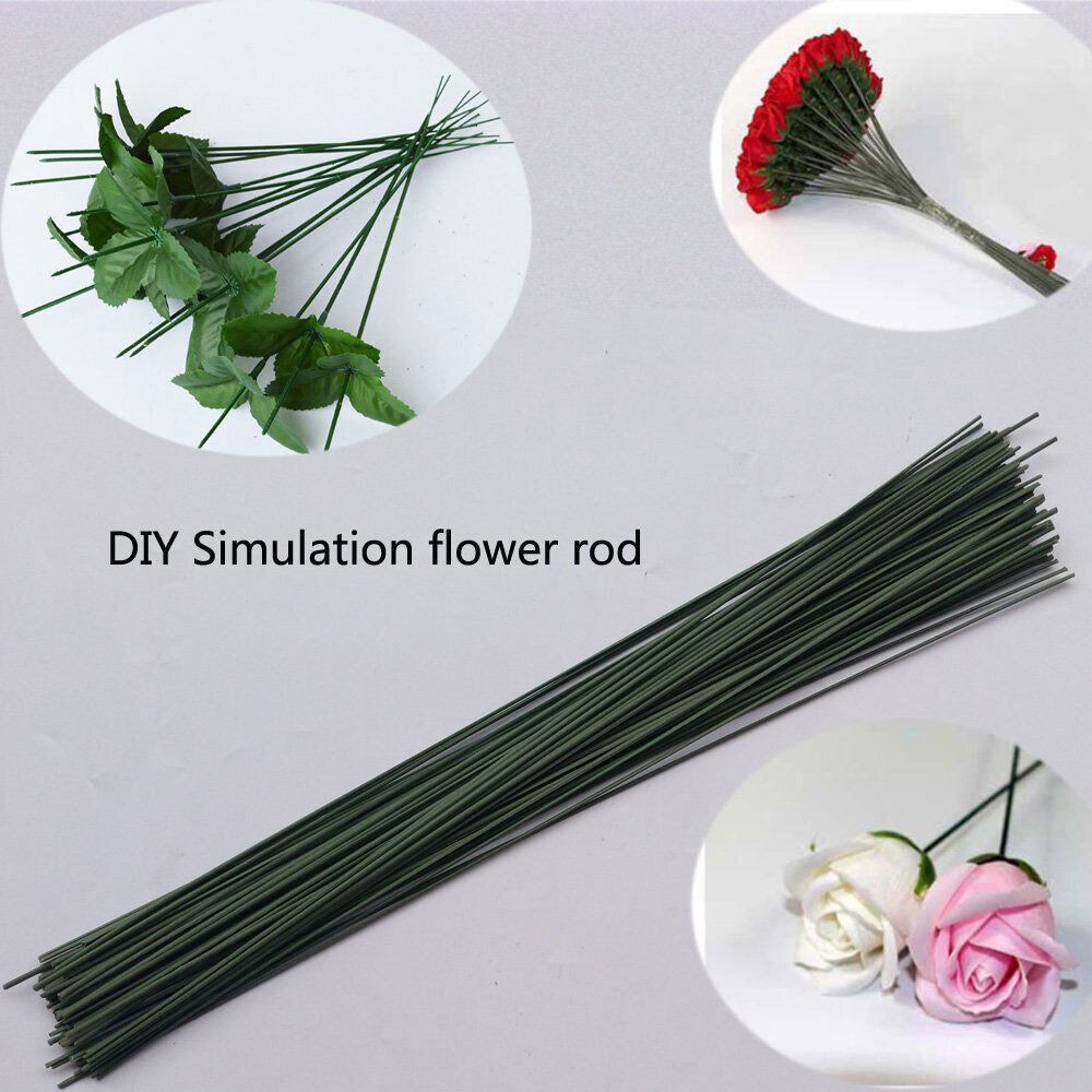 20/30/40cm Artificial Flower Stems Rose leaves/base Iron Wire Stem DIY ...