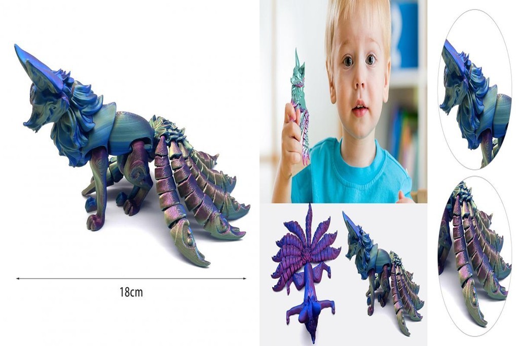 Plastic Fox Toy Fox Collectible Toy 3d Printed Nine-tailed Fox Action ...