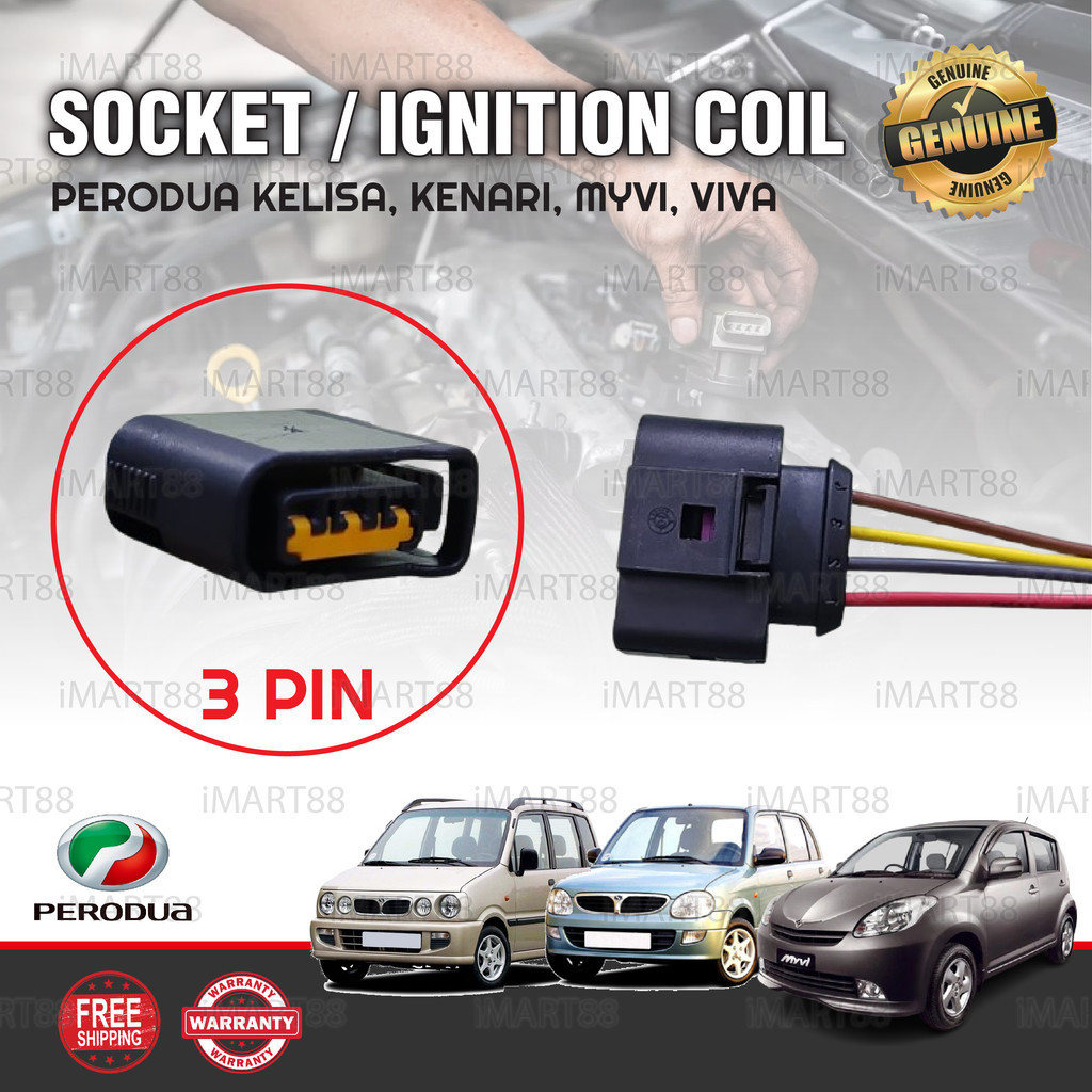 3 Pin 1pcs Ignition Plug Coil Socket Connector Perodua Kenari Viva ...