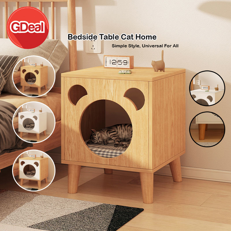 GDeal Cat Bedside Table Solid Wood Cat Nest Minimalist Bedroom Bedroom ...