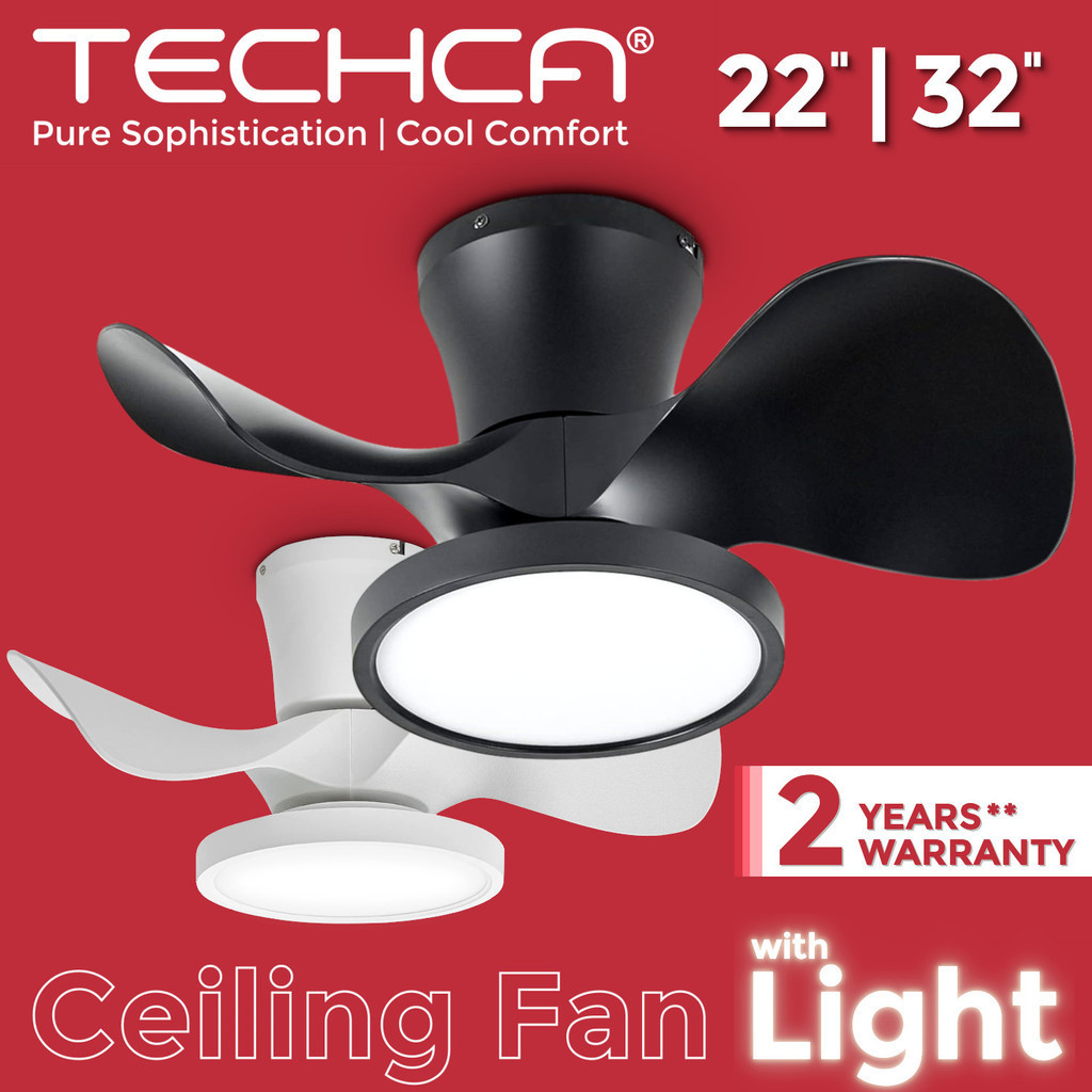 TECHCA Ceiling Fan With Light 22" 32" DC Motor Kipas Siling Modern ...