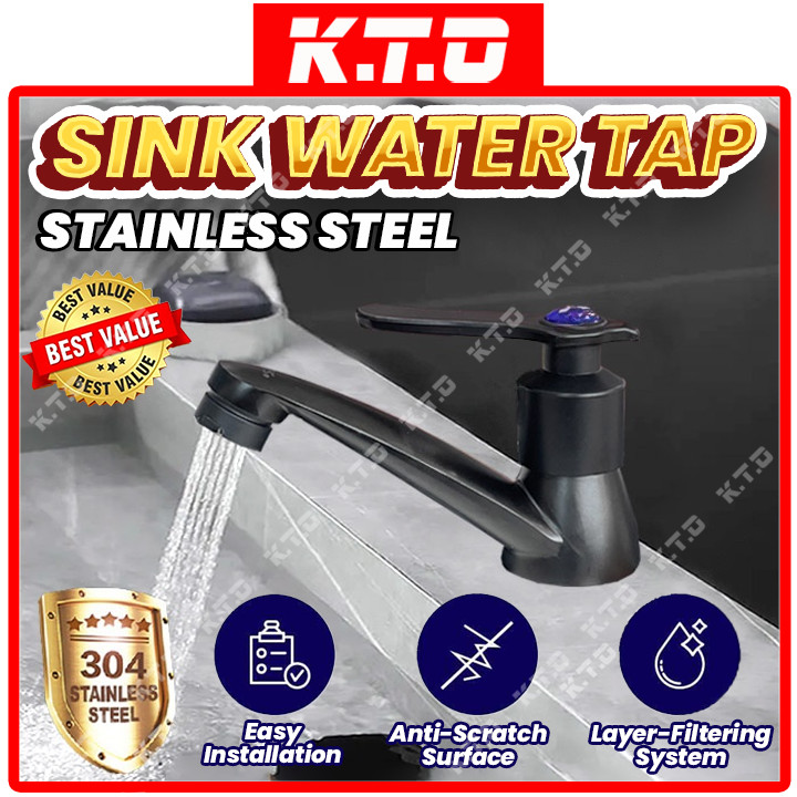 SUS 304 Black Stainless Steel Water Tap Bathroom Toilet Faucet Pillar ...
