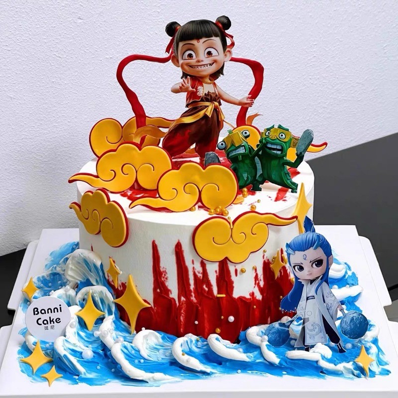 Nezha themed birthday cake decoration plugin My life depends on myself ...