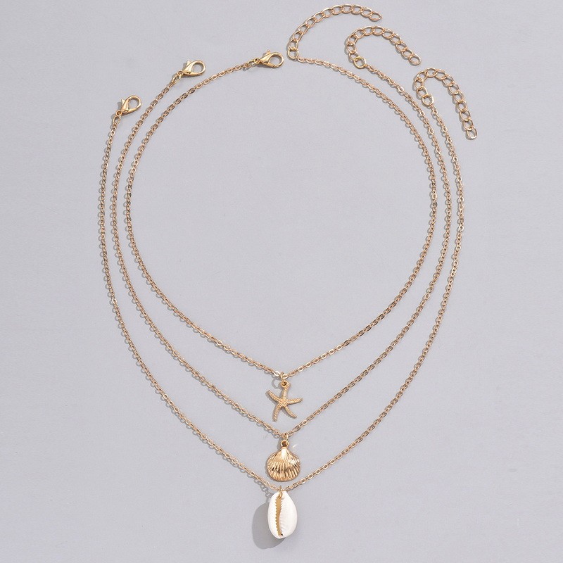 Fashion Retro Starfish Shell Necklace Set 18k Gold Plated Beach ...