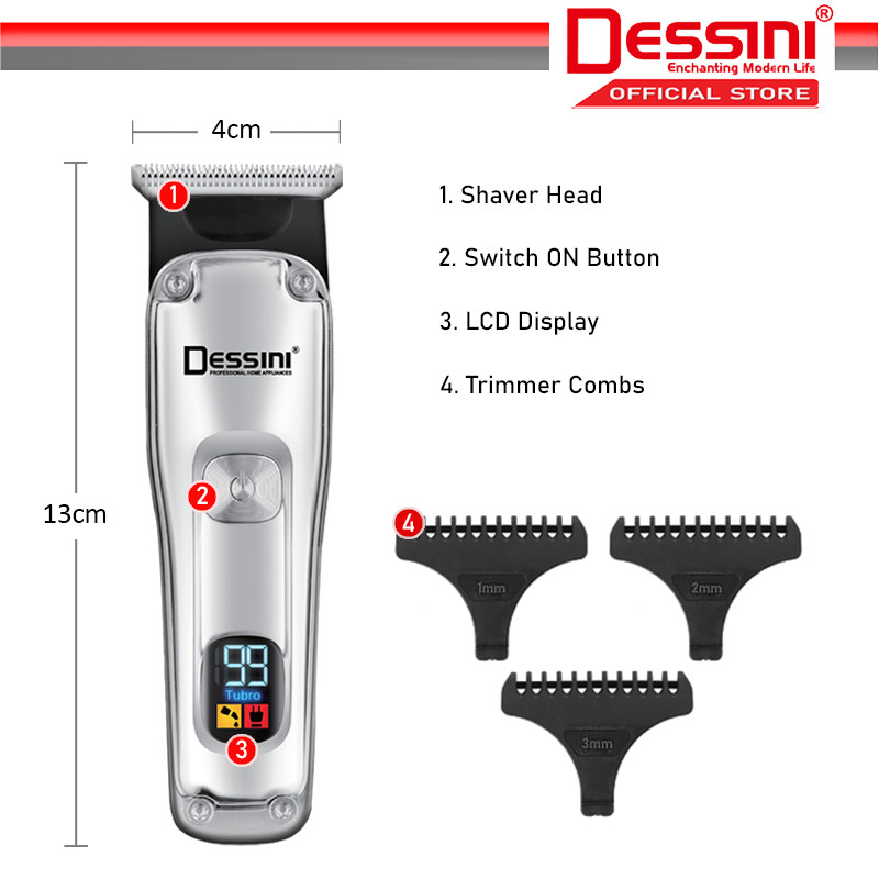 DESSINI ITALY USB Rechargeable Hair Trimmer Clipper Shaver Cutter ...