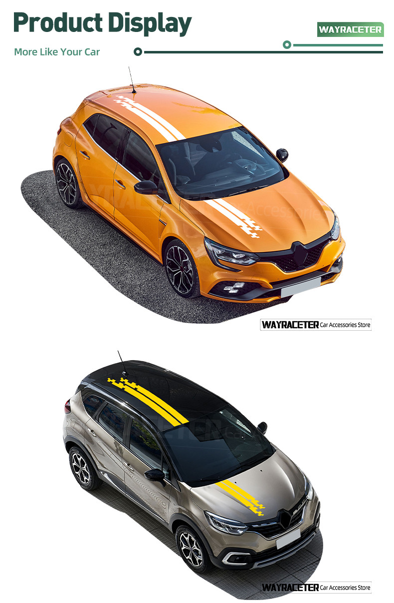 Car Hood Bonnet Stripes Sticker Carbon Fiber Vinyl Roof Decal For ...