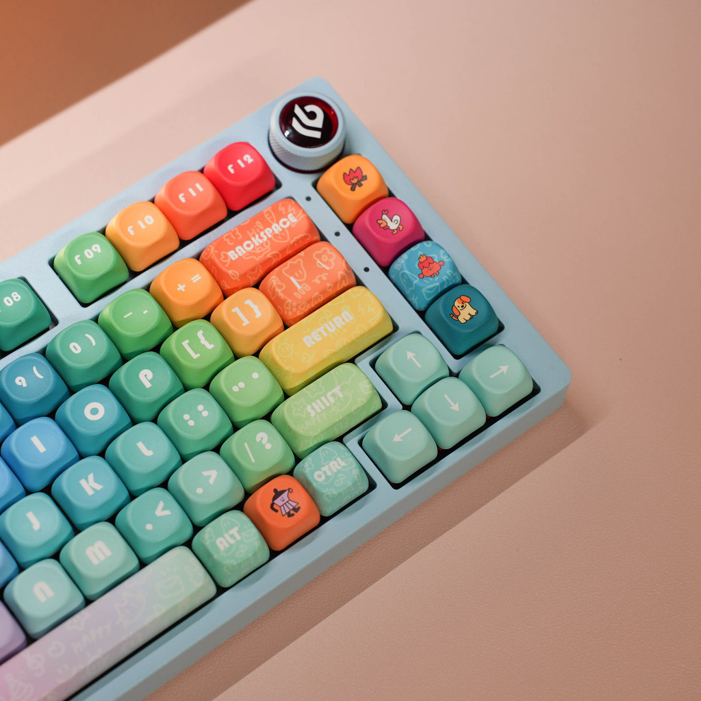 Rainbow Set Keycap Circular Cap MOA Profile PBT DYE-SUB 135 Keys for MX ...