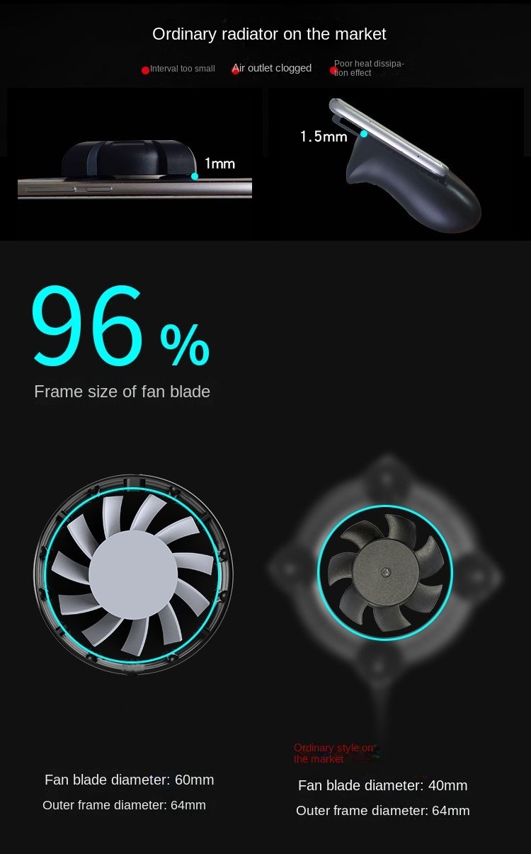 Mobile Phone Radiator Android Gaming Luminous Wireless Magnetic Anchor ...