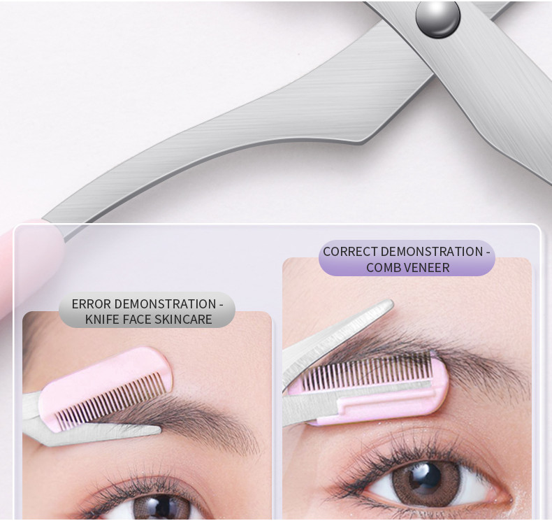 Eyebrow Scissors With Comb Stainless Steel Eyebrow Trimmer Blade Razor ...