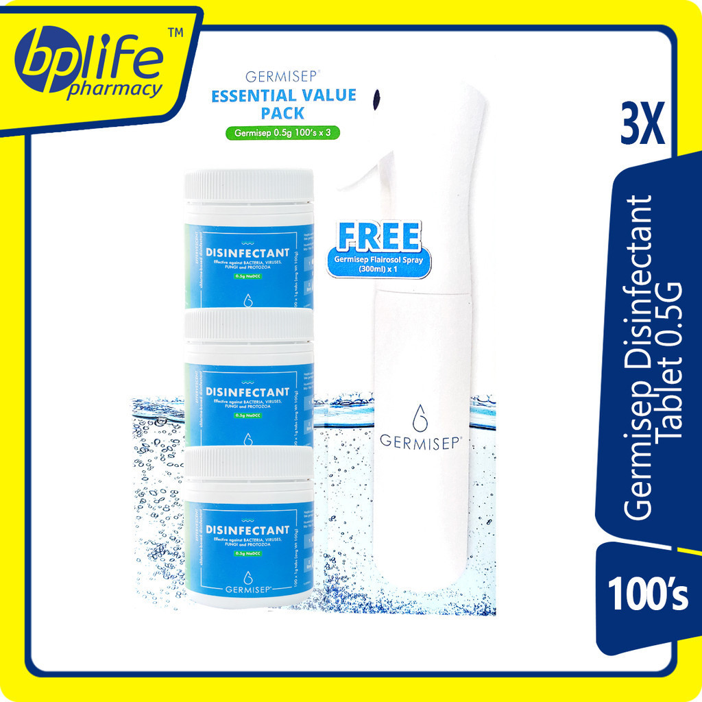 Germisep Disinfectant Tablet 0.5G 100 tablets x3 Free Sprayer | Shopee Malaysia