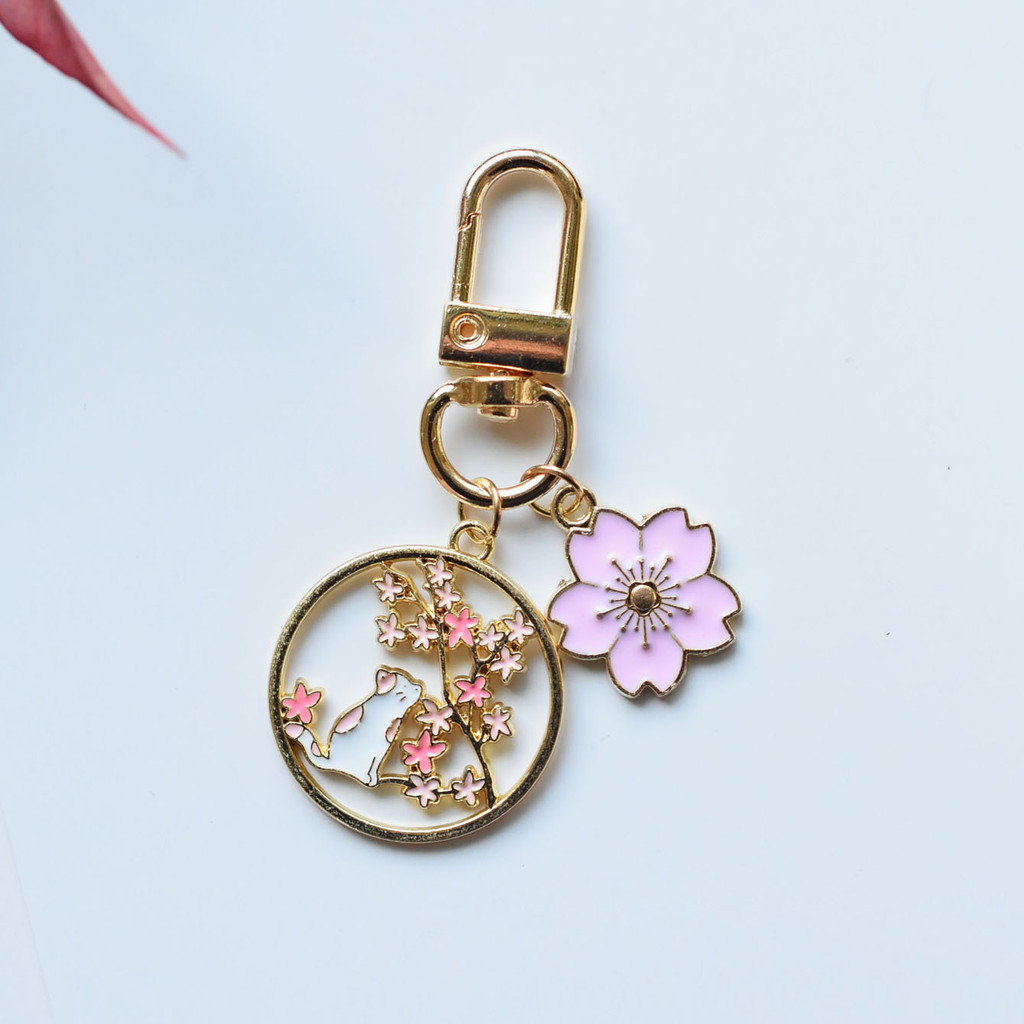 Cute Cat Keychain Flower Moon Cat Key Ring Enamel Key Chains Friendship ...