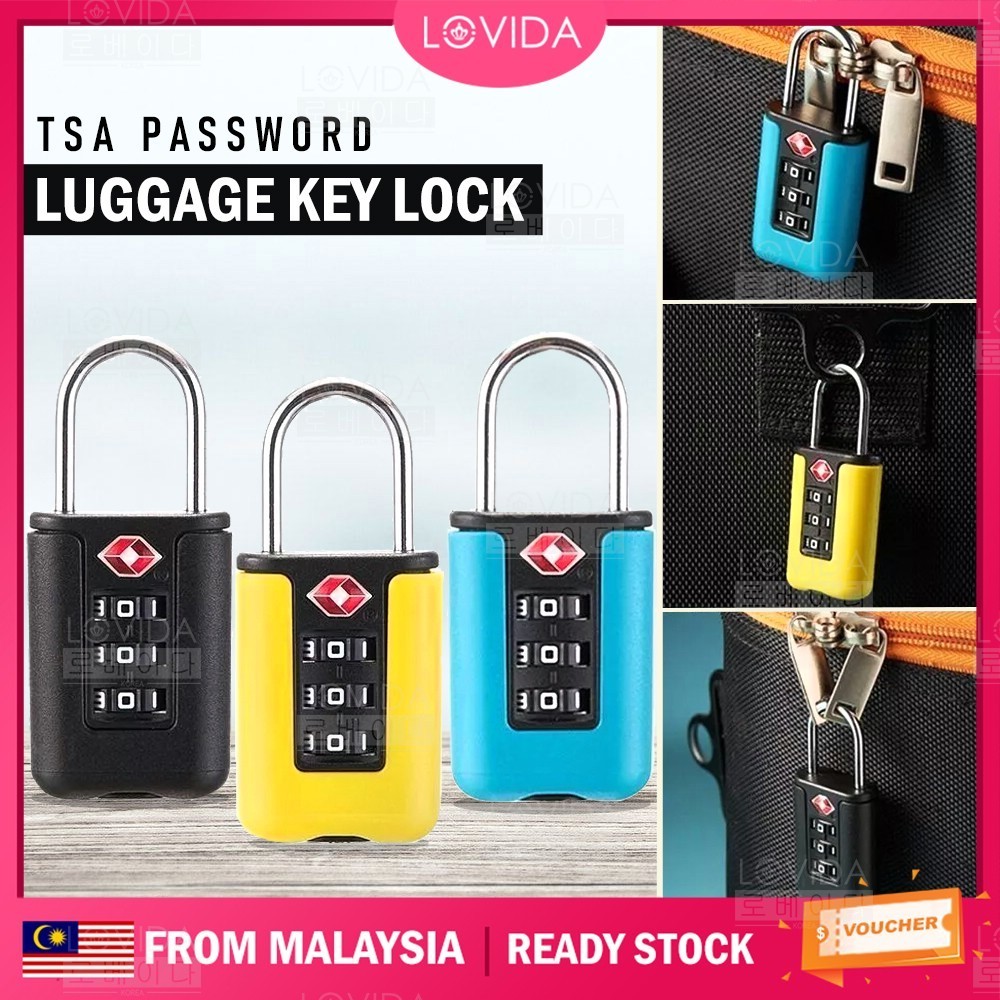 LOVIDA TSA Luggage Key Lock 3 Digit Password Combination Cable Lock ...