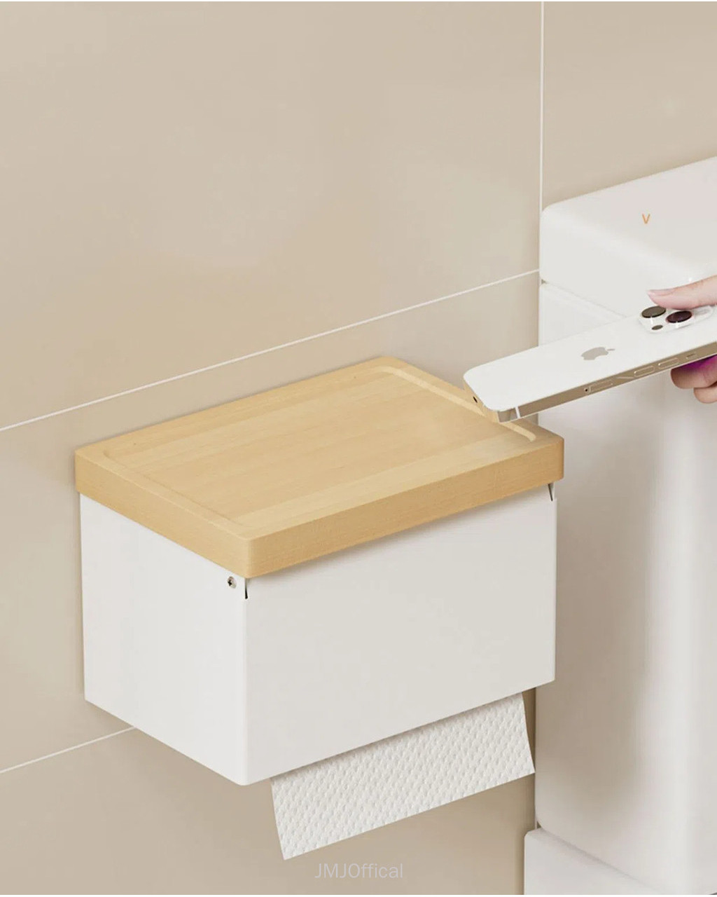 Log Tissue Box Toilet Paper Box Wall-Mounted Perforated Roll Paper Box ...