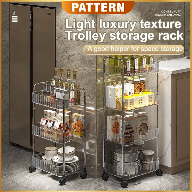 PATTERN 3 Tier Acrylic Trolley Transparent Trolley Kitchen Rack With ...