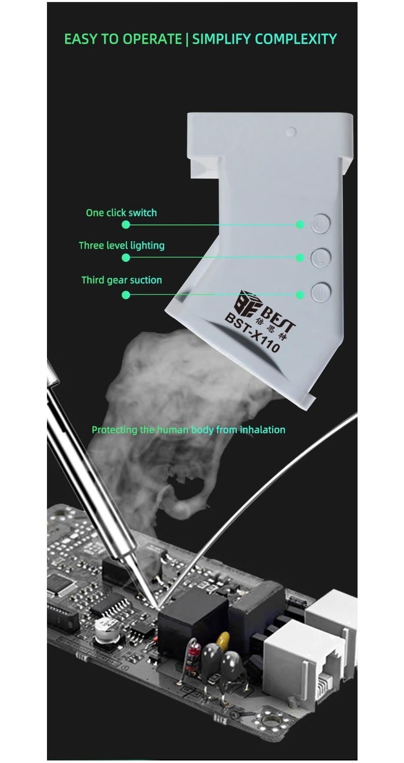 BEST X110 Microscope LED Lighting Smoker Adjustable Wind Speed with ...